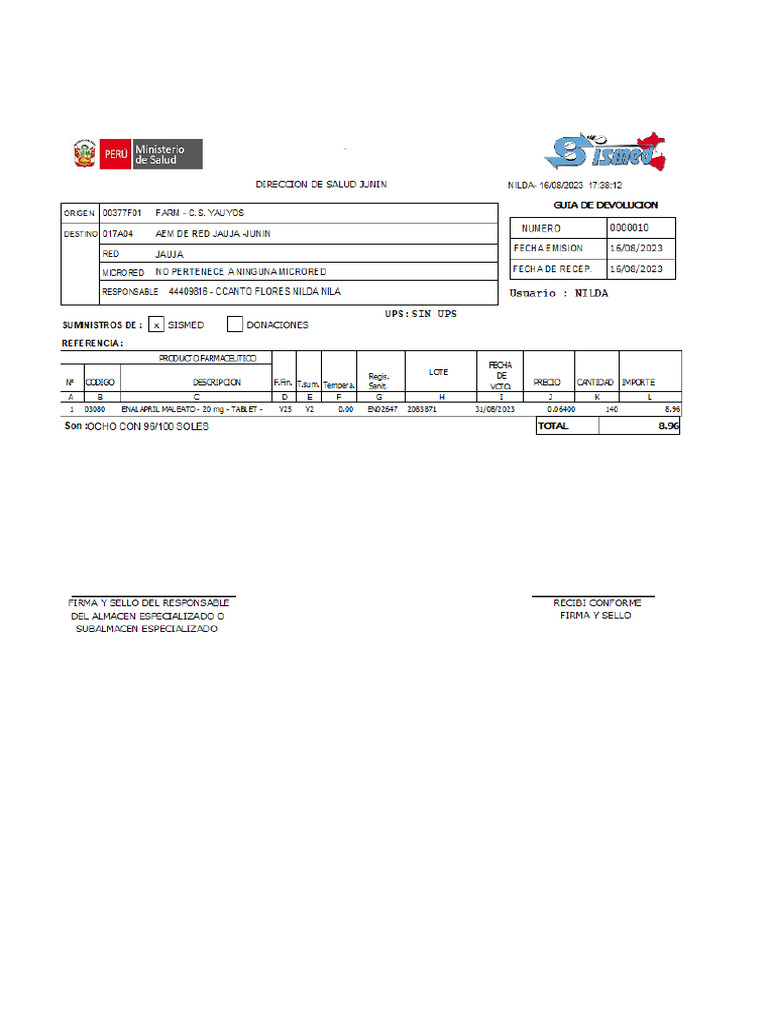 Nota de Devolucion Si | PDF