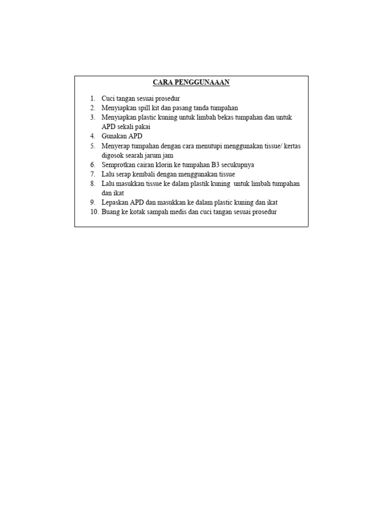 Daftar Isi Spill Kit | PDF