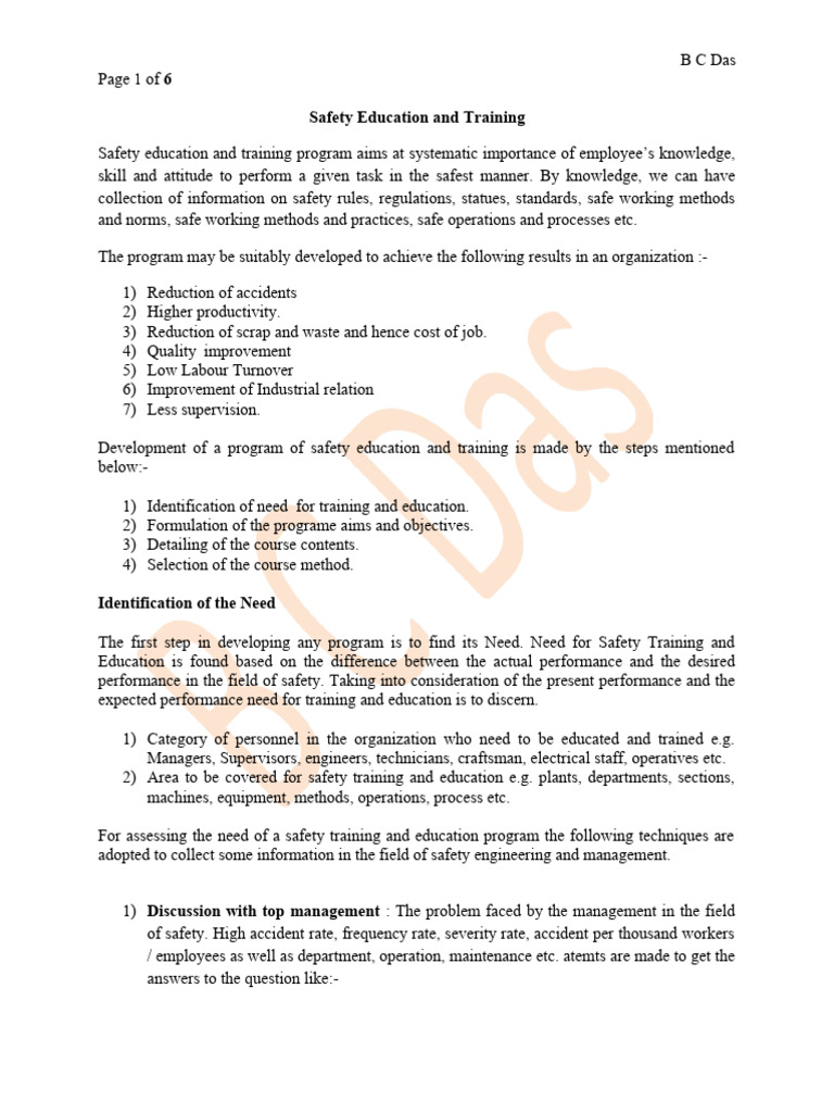 Safety Educationand Training | PDF | Learning | Safety