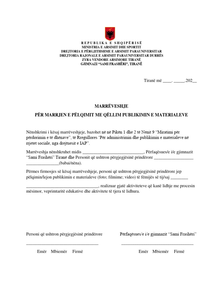 Deklarate per dhenie leje per publikim | PDF