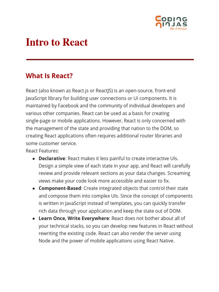 Intro To React-1 | PDF | Model–View–Controller | Software Industry