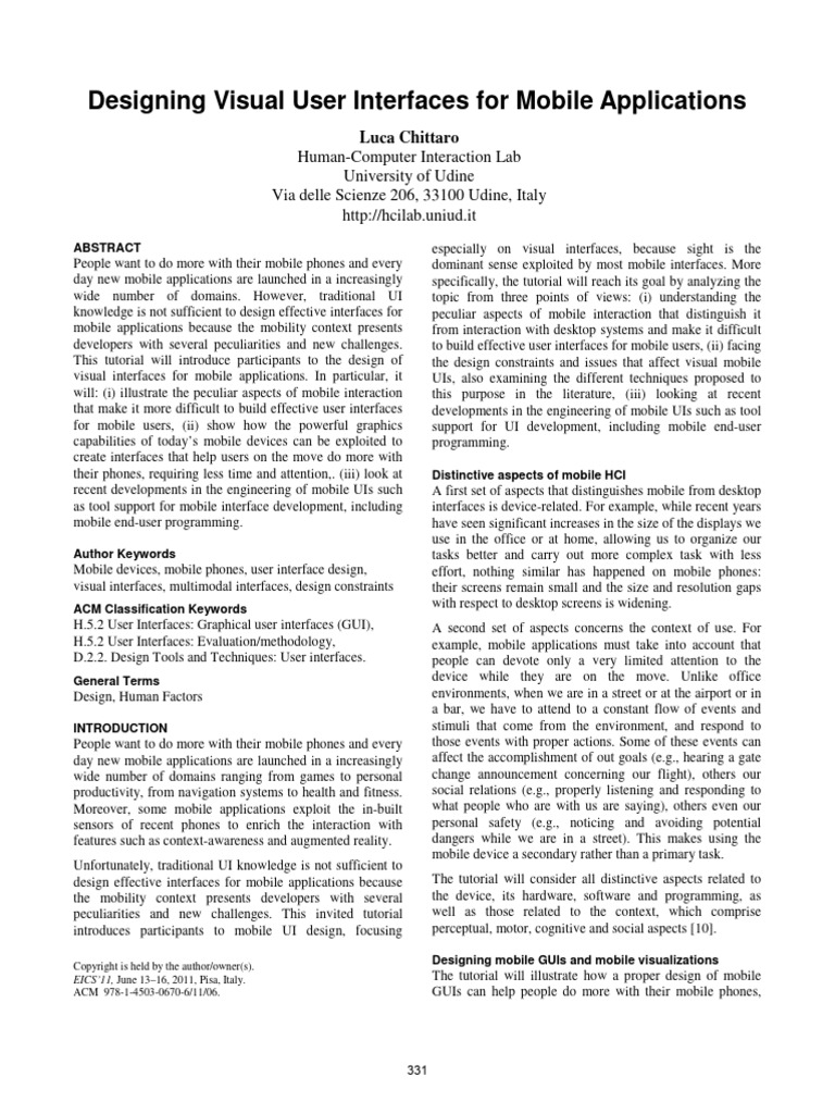 Designing Visual User Interfaces For Mobile Applications Pdf User Interface Graphical User