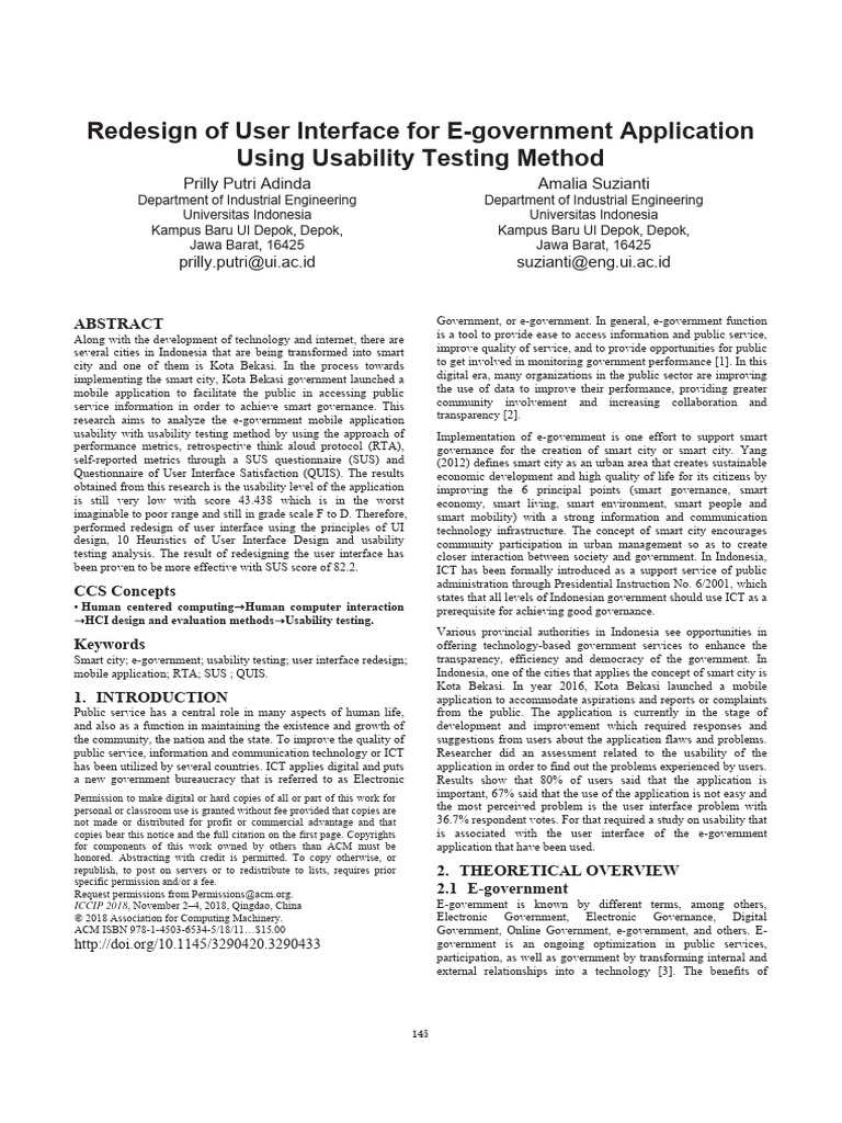 Redesign of User Interface For E-Government Application | PDF | Usability | E Government