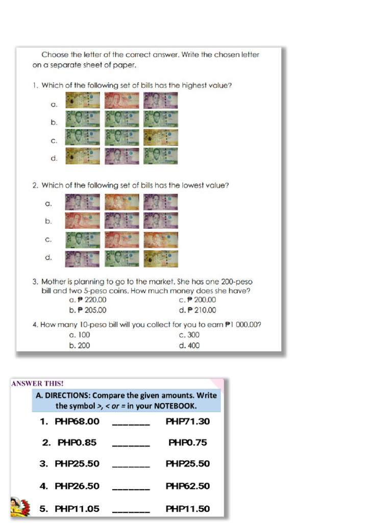PH Bills and Coins Quiz | PDF