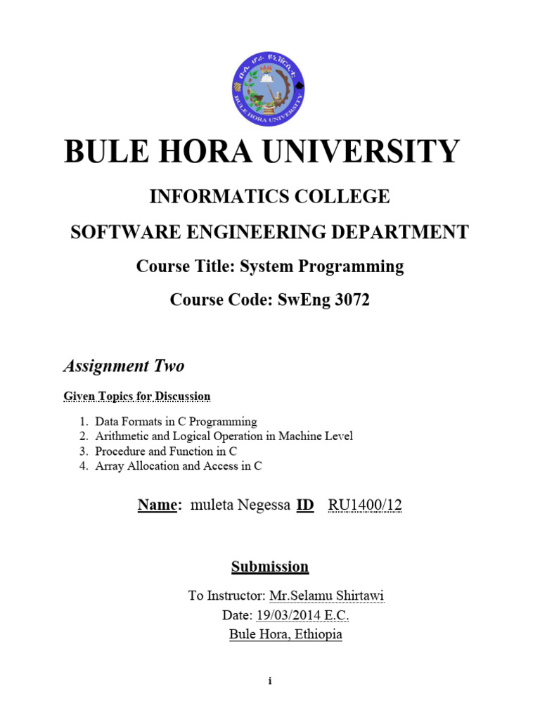 Bule Hora University | PDF | Data Type | Integer (Computer Science)