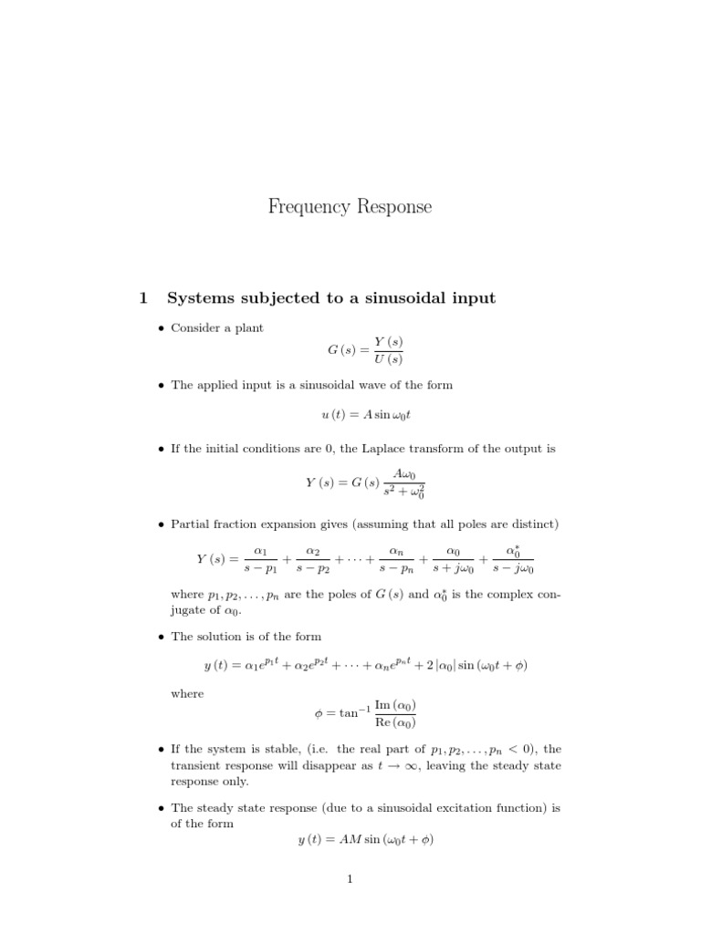 Input Frequency for Frequency Response Analysis | PDF | Systems Theory ...