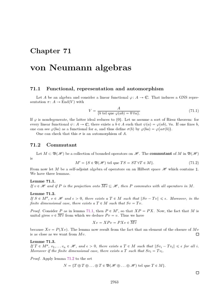 71 Von Neumann Algebras - Mazhe | PDF | Hilbert Space | Linear Algebra