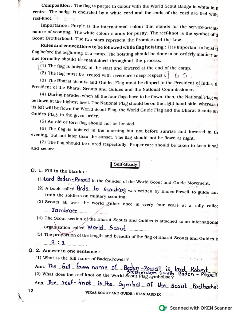 Scout and Guide Section 1 - Lesson No.1 To 5 | PDF