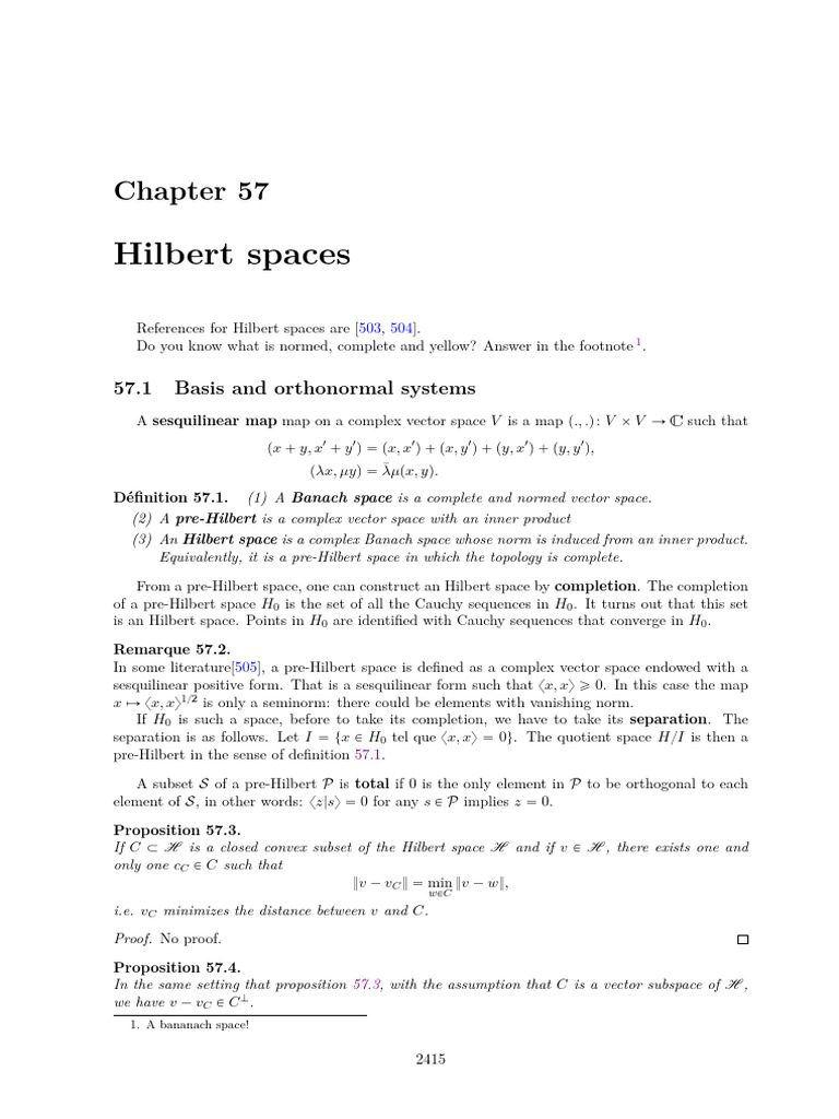57 Hilbert Spaces - Mazhe | PDF | Banach Space | Hilbert Space