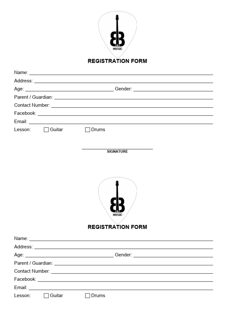 Music Class Registration Form | PDF