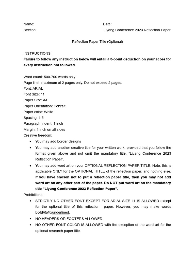 Hematology 1 Format For Liyang Conference 2023 Reflection Paper | PDF ...