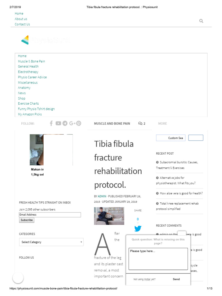 Tibia Fibula Fracture Rehabilitation Protocol. - Physiosunit | PDF ...
