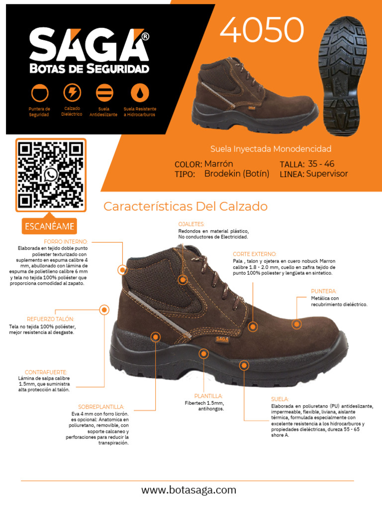 Botas Saga 4050: Seguridad y Comodidad | PDF | Calzado | Resistencia ...