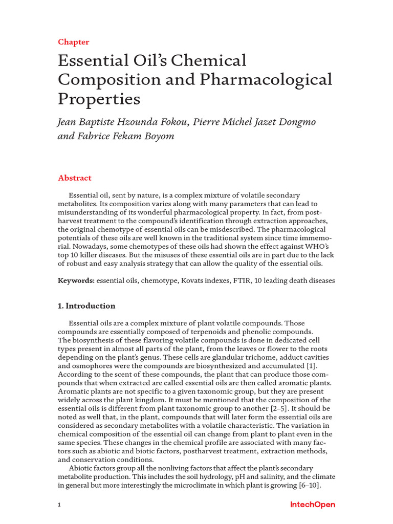 Essential Oil's Chemical Composition | PDF | Infrared Spectroscopy | Gas Chromatography