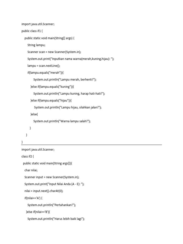 Praktek Switch Case Menjadi IF Else | PDF | Computer Programming | Software Engineering