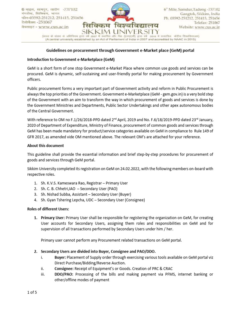 GeM Guideline | PDF | Procurement | Auction