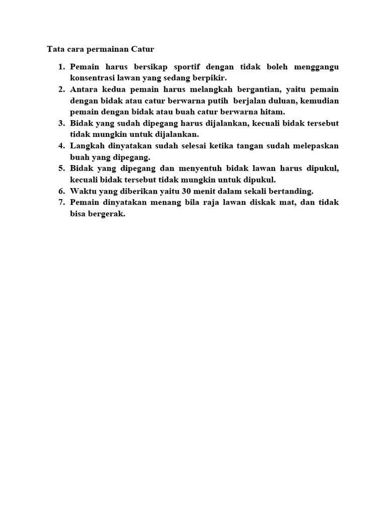 Tata Cara Permainan Catur | PDF