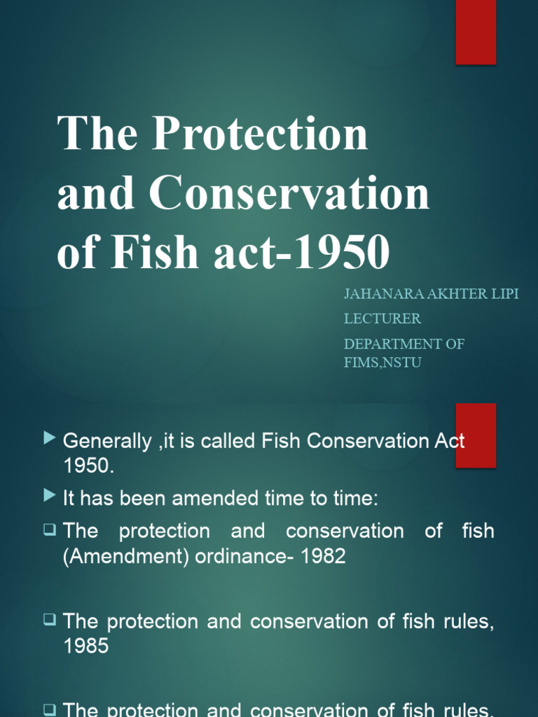 Fish Conservation Act 1950 Overview | PDF | Fish | Fishing Industry