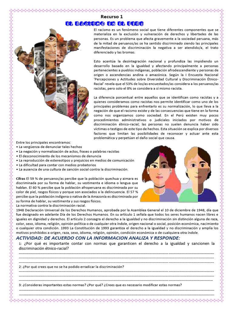 SESIÓN DE APRENDIZAJE #03 - 7 U - DPCC. 3° Año - 3-5 | PDF | Racismo ...