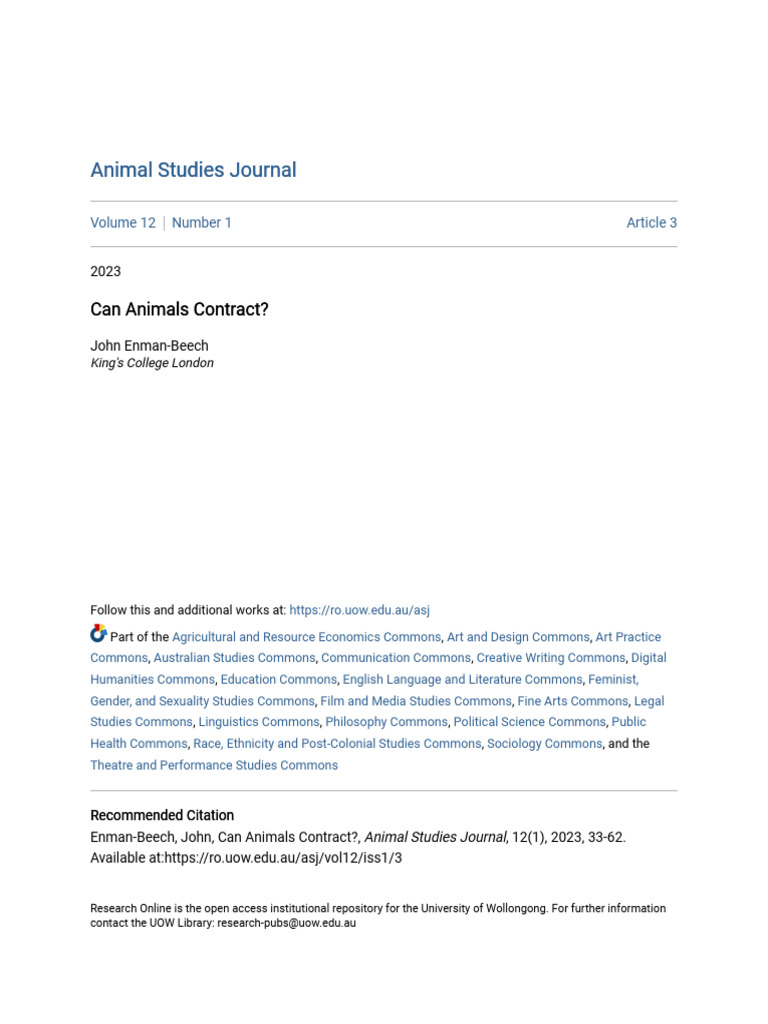 Can Animals Contract | PDF | Pet | Employment