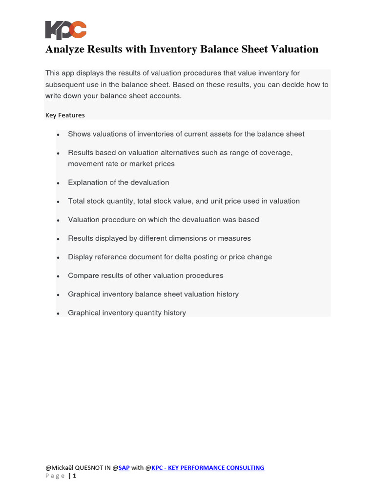 Analyze Results With Inventory Balance Sheet Valuation | PDF ... Analyze Results With Inventory Balance Sheet Valuation | PDF ...