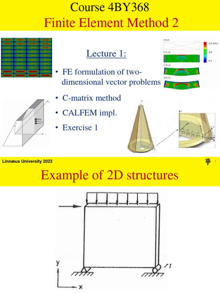 Lecture - 1 - 2023 (FE Formulation of 2D Vector Problems) | PDF | Stress (Mechanics) | Solid ...