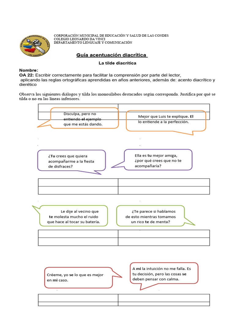 Guía de Tilde Diacrítica en Monosílabos | PDF