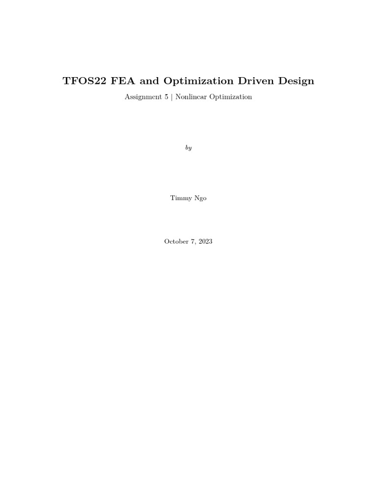 TFOS22 FEA Och Optimeringsdriven Design Assignment 5 | PDF ... TFOS22 FEA Och Optimeringsdriven Design Assignment 5 | PDF ...