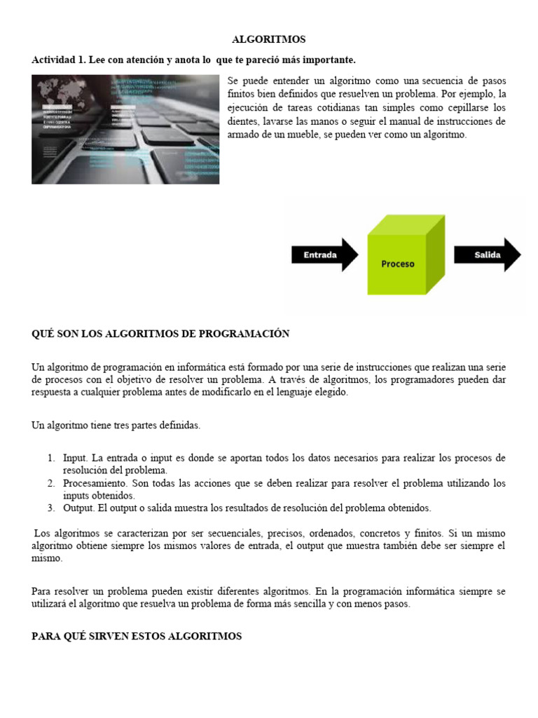 ALGORITMOS | PDF | Algoritmos | Programación de computadoras