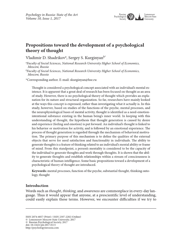 Psych 1 2017 15 | PDF | Thought | Mind