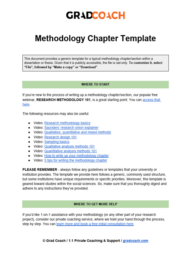Methodology Chapter Template - May 2023 | PDF | Methodology ...