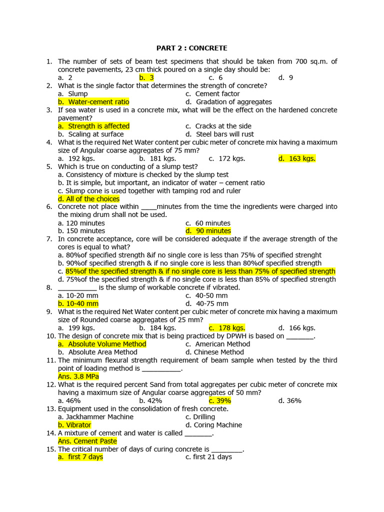 Part 2 Exam Module2 | PDF | Concrete | Composite Material