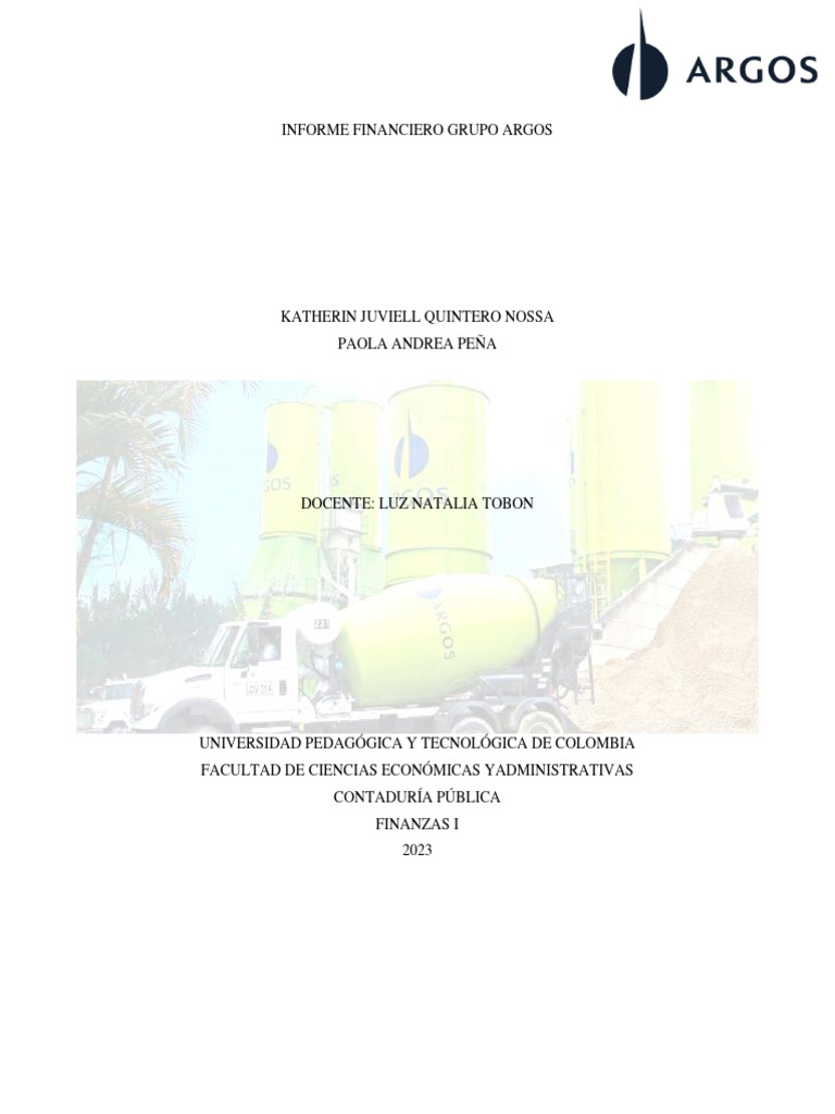 Informe Financiero Argos | PDF | Hormigón | Capital de trabajo