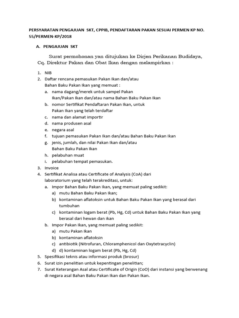 Persyaratan Pengajuan SKT, Cppib Dan Pendaftaran Pakan | PDF