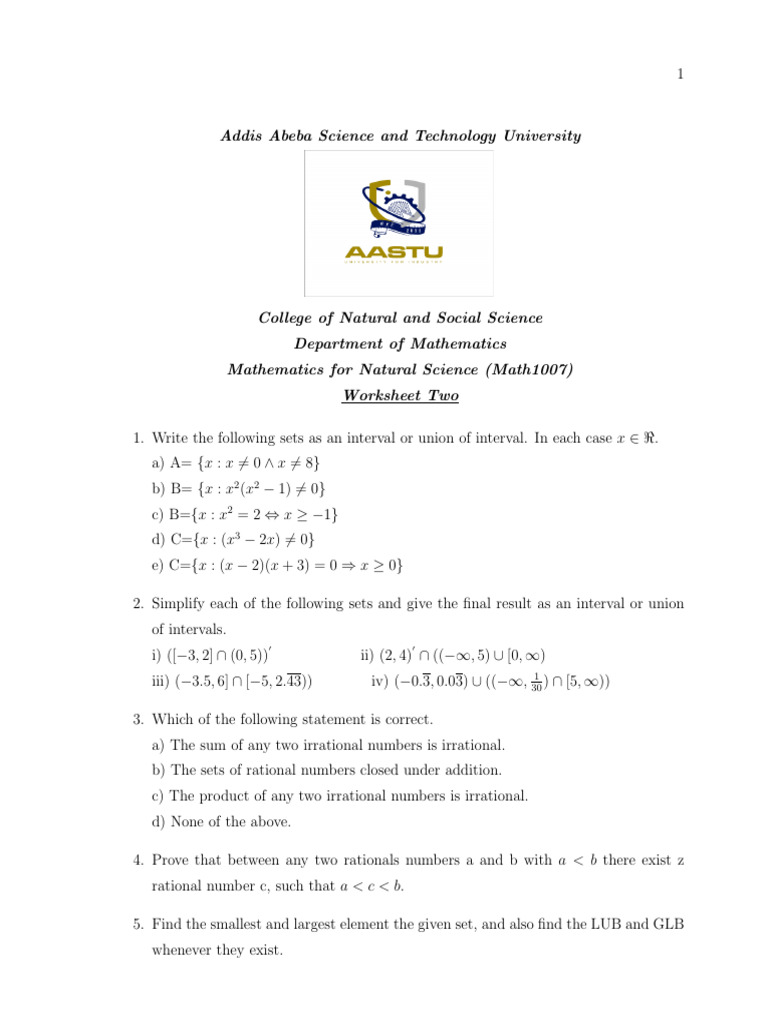 Math1007 Worksheet 2 | PDF | Science | Observation