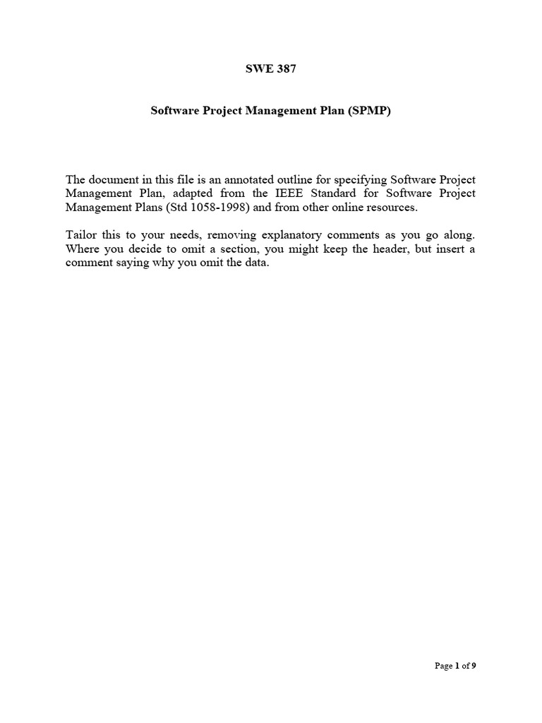 IEEE SWE387 - Software Project Management Plan-V8 DOCUMENT | PDF ... IEEE SWE387 - Software Project Management Plan-V8 DOCUMENT | PDF ...