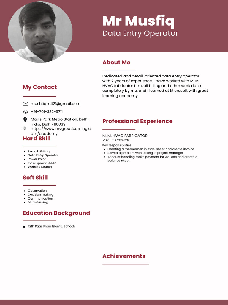 MR Musfiq: Data Entry Operator | PDF