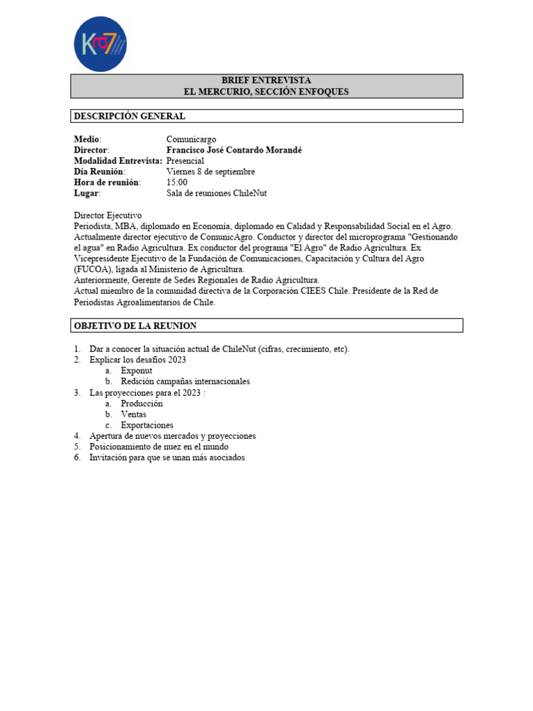 Brief Reunion Comunicagro | PDF