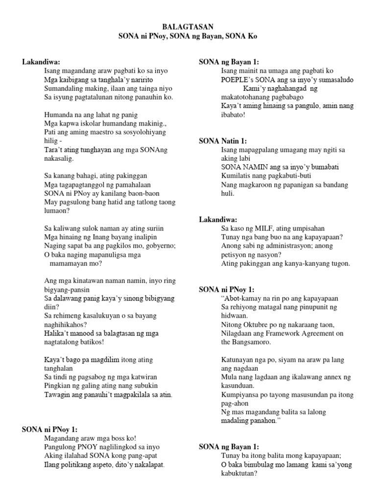 BALAGTASAN SONA Ni PNoy SONA NG Bayan SO | PDF