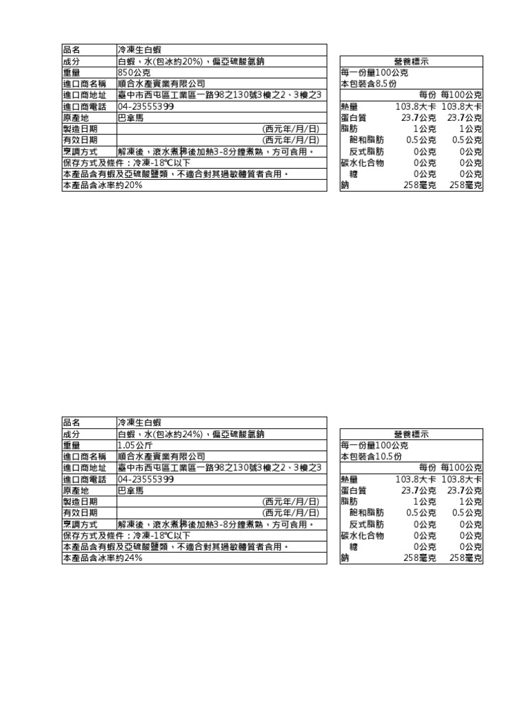 Revised - Nutrion Label Inner Box 850g. Inner Box 1.05k 2023.11.16 | PDF
