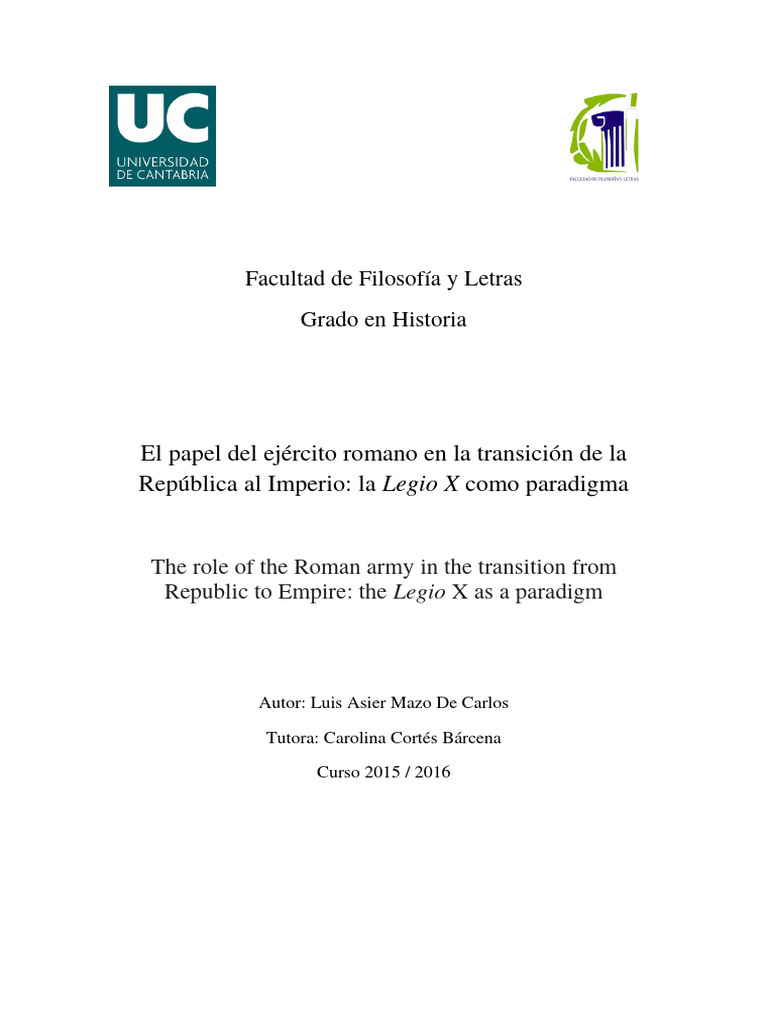 El Papel Del Ejército Romano en La Transición de La TFG | PDF | Legion ...