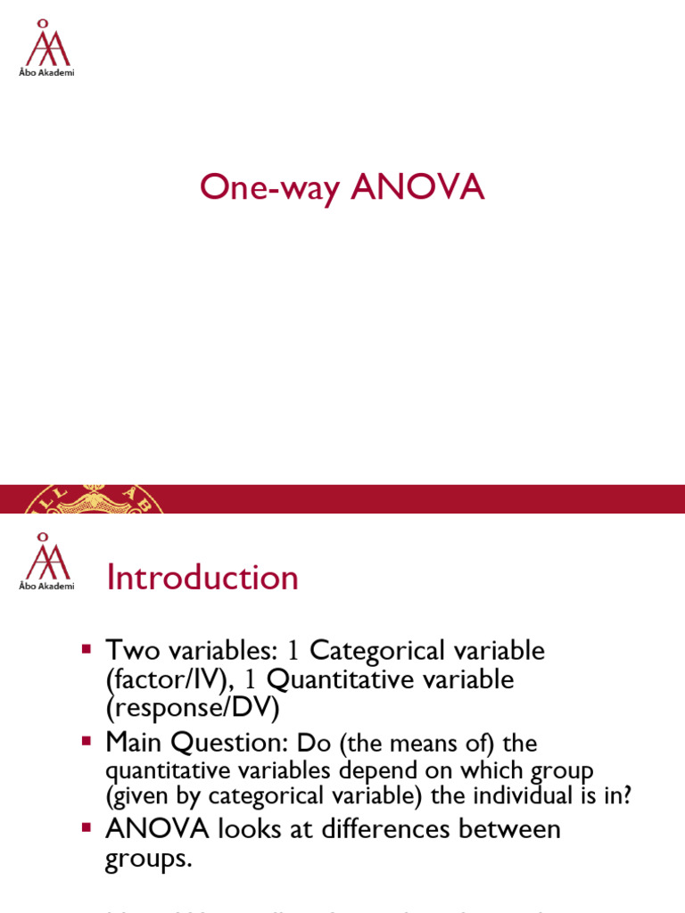 One-Way ANOVA | PDF | Analysis Of Variance | P Value