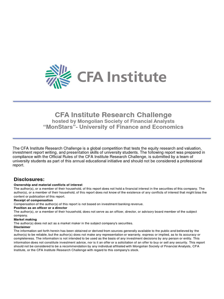 Cfa RC 2020 Ufe Monstars Apu | PDF | Valuation (Finance) | Monetary Policy