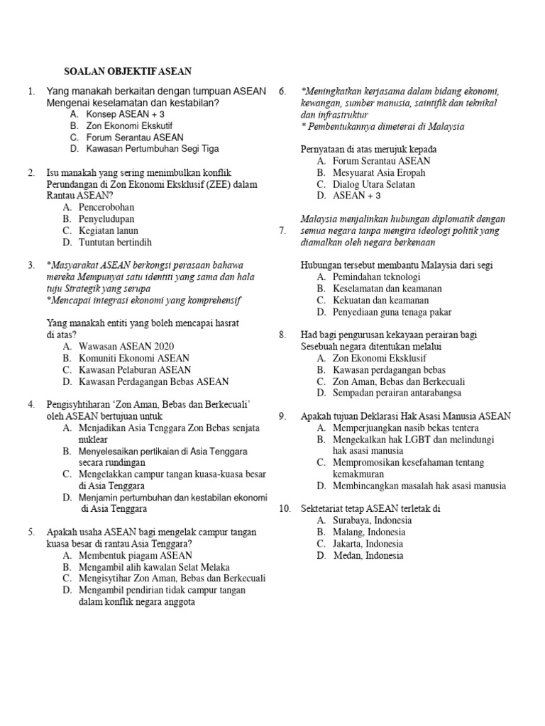 Soalan Obj Asean | PDF | Perjalanan
