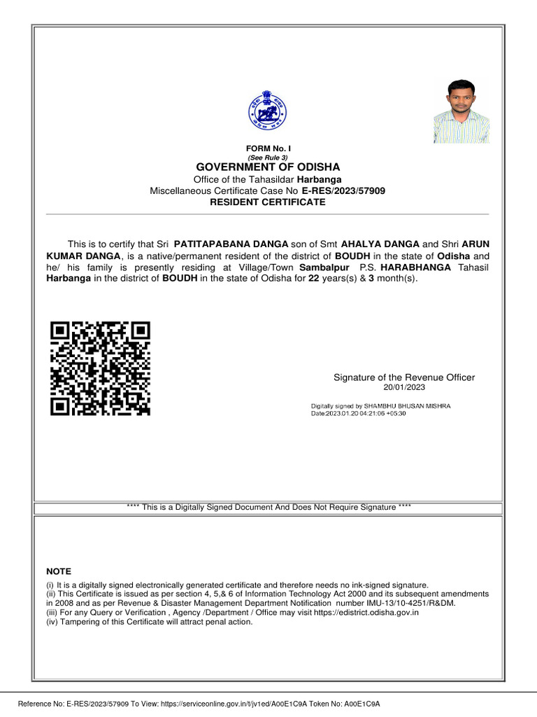 Resident Certificate | PDF