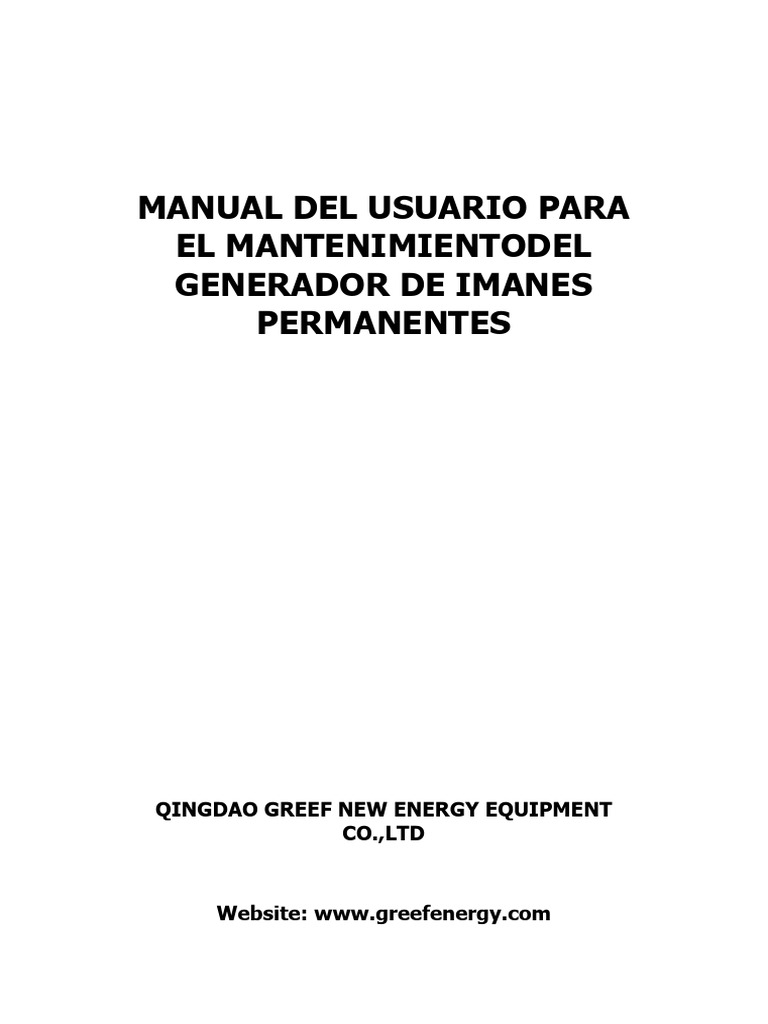 Manual de Motor PMG en Español | PDF | Motores | Rodamiento (Mecánico)