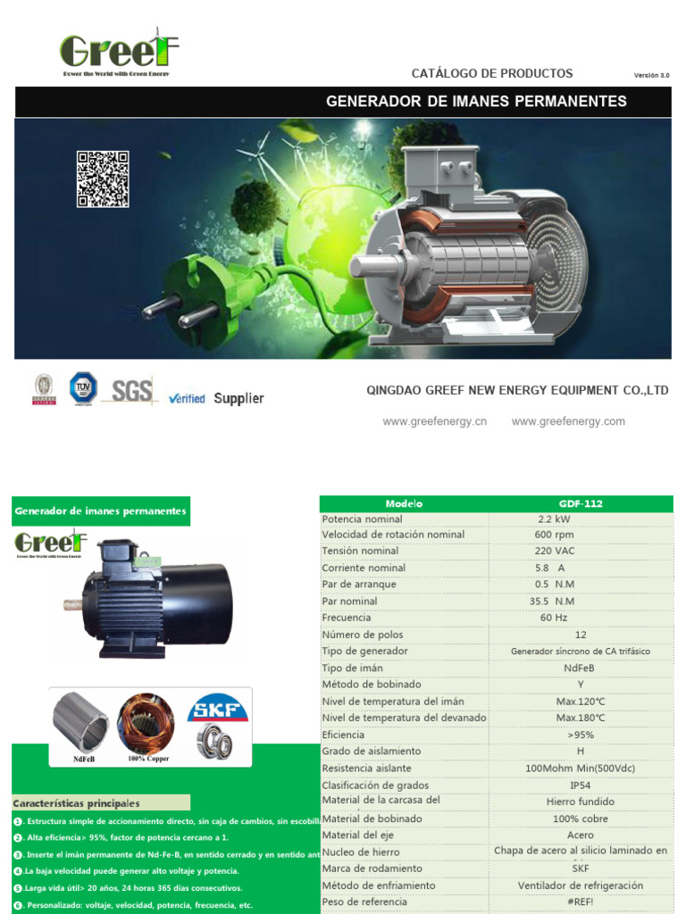 2.2KW PMG Specifications - Greef 2020 | PDF | Generador eléctrico ...