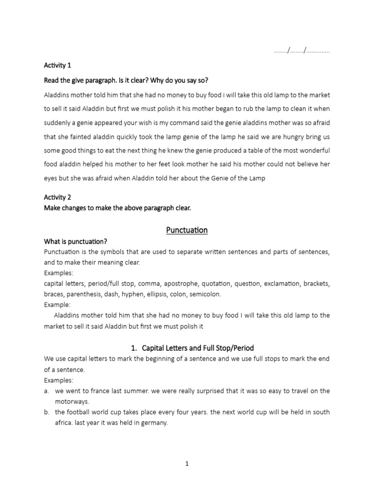 Punctuation Worksheet | PDF | Ellipsis | Punctuation