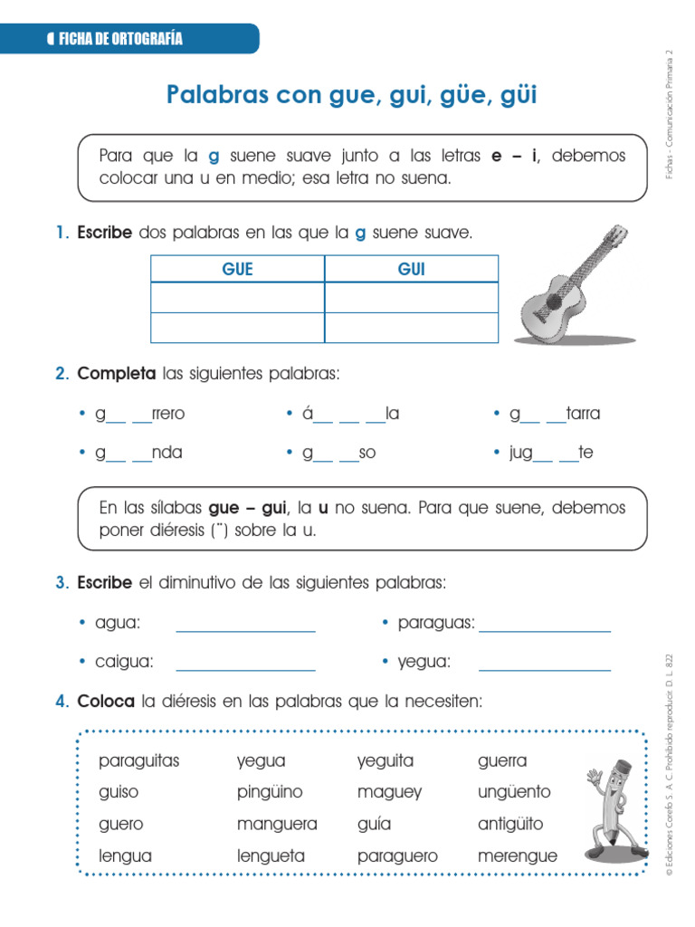 FA_ Palabras Con Gue, Gui, Güe, Güi | PDF | Ortografía | Lingüística