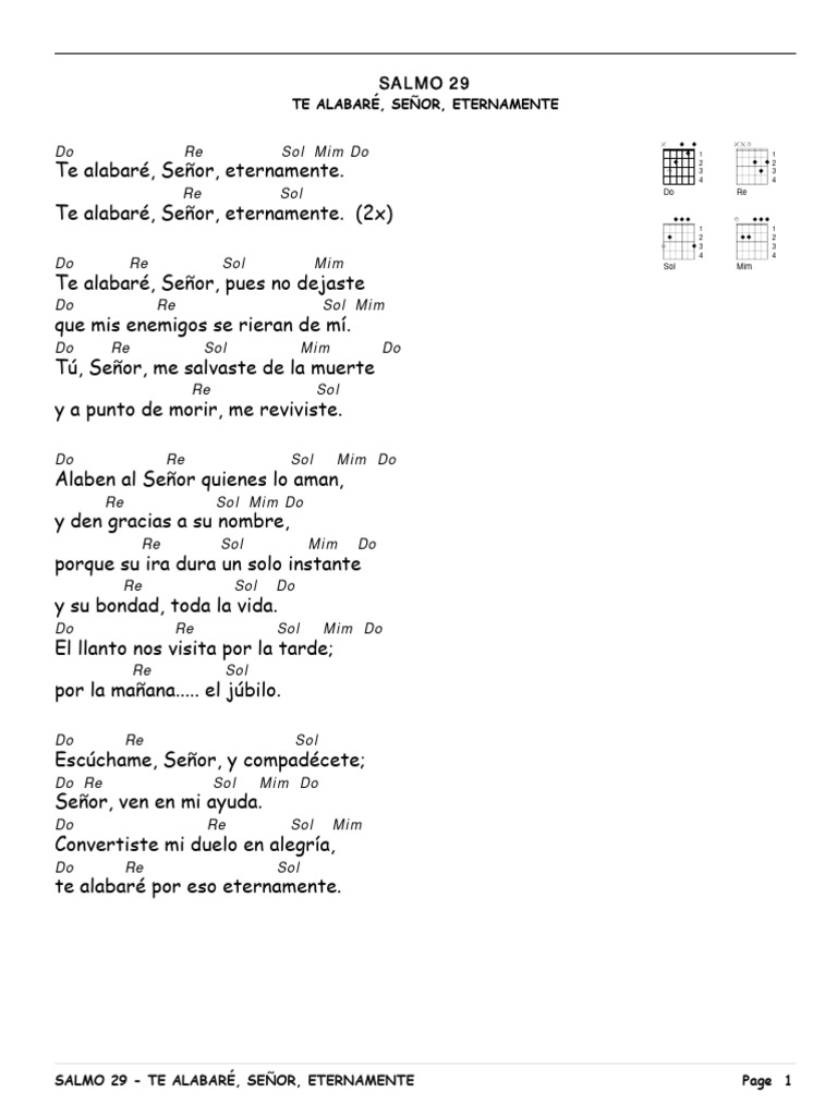 Salmo 29 - Te Alabare Senor Eternamente | PDF
